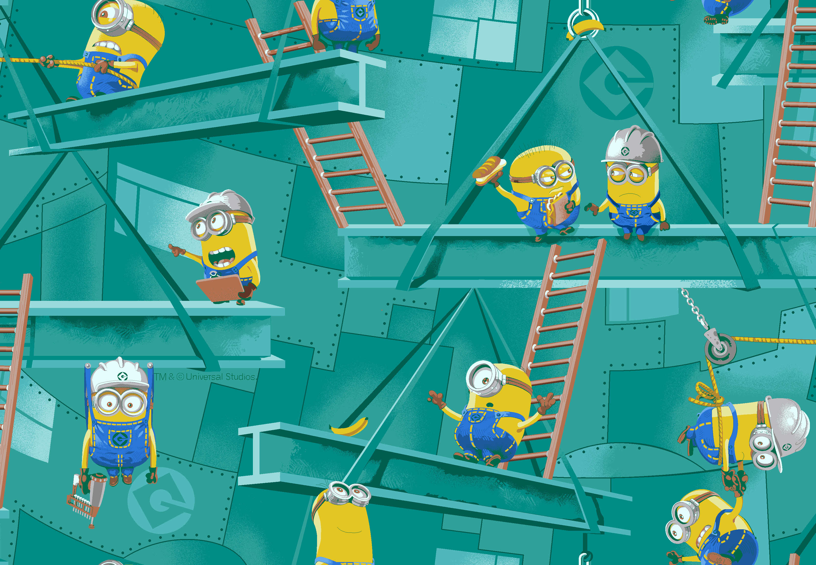 Minions Factory gulvtæppe til børn - Aqua 133x95 (Udgået)